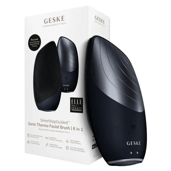GESKE Smartappguided Sonic Thermo Facial Brush | 6 In 1 - Black