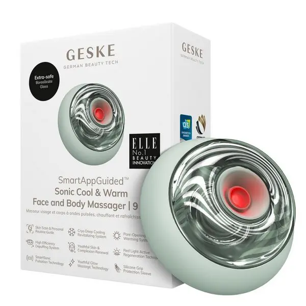 GESKE Smartappguided Sonic Cool & Warm Face And Body Massager | 9 In 1 - Green