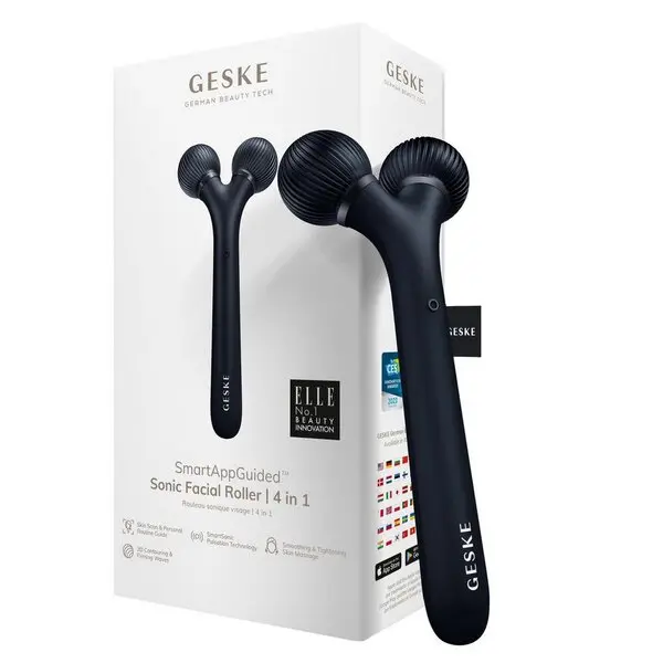 GESKE Smartappguided Sonic Facial Roller | 4 In 1 - Black