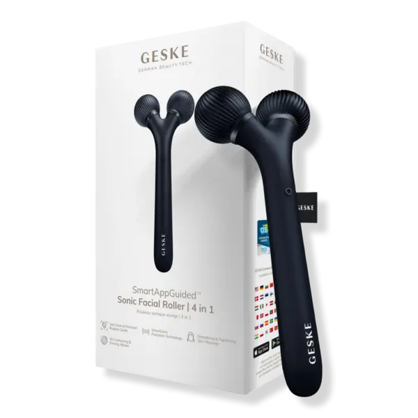 GESKE Smartappguided Sonic Facial Roller | 4 In 1 - Black