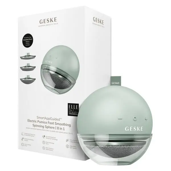 GESKE Smartappguided Electric Pumice Foot Smoothing Spinning Sphere | 8 In 1 - Green