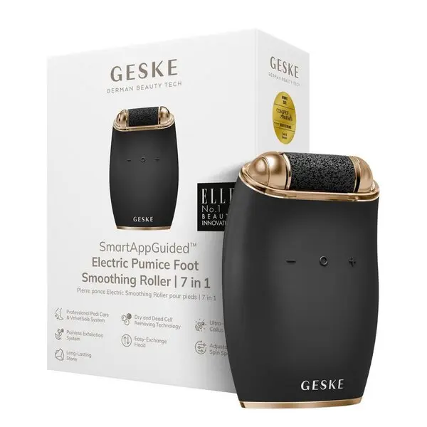 GESKE Smartappguided Electric Pumice Foot Smoothing Roller | 7 In 1 - Gray