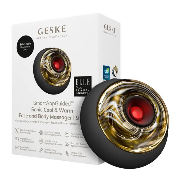 GESKE Smartappguided Sonic Cool & Warm Face And Body Massager | 9 In 1 - Gray