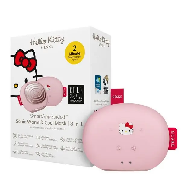 GESKE Hello Kitty Smartappguided Sonic Warm & Cool Mask | 8 In 1 - Hello Kitty Pink