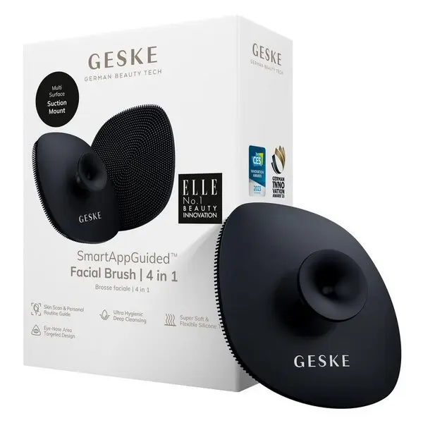 GESKE Smartappguided Facial Brush With Handle | 4 In 1 - Black