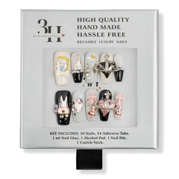 3H NAILS Whimsical Charm Medium Square Press-on Nails - One-color