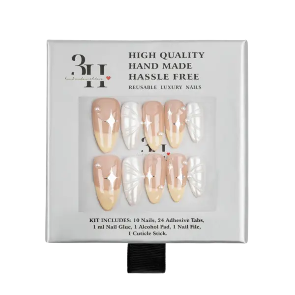 3H NAILS Lemon Star Medium Almond Press-on Nails - One-color