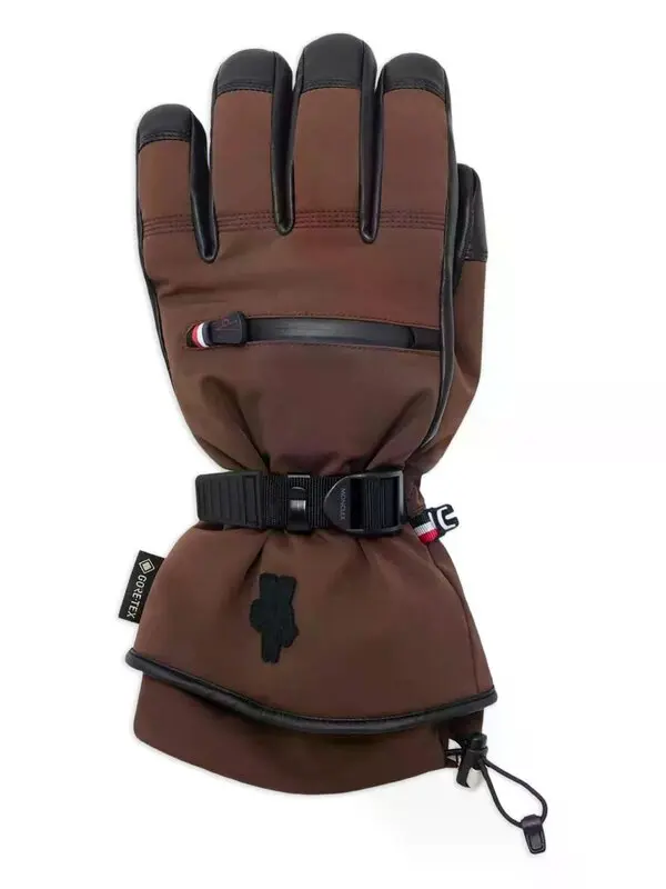 Moncler Leather-panel Gloves - Brown