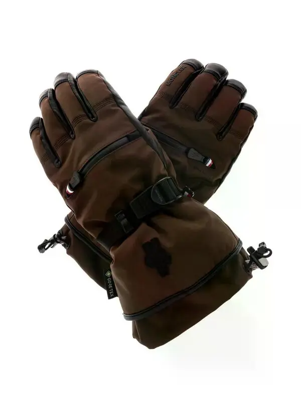 Moncler Leather-panel Gloves - Brown