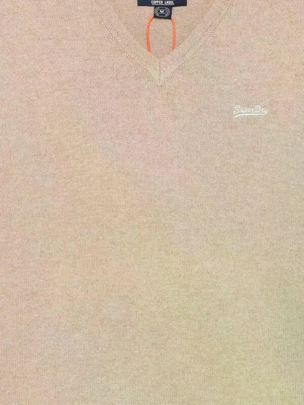 Superdry Logo-embroidered V-neck Jumper - Neutrals