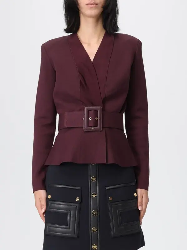 Elisabetta Franchi Belted Jacket - Wine