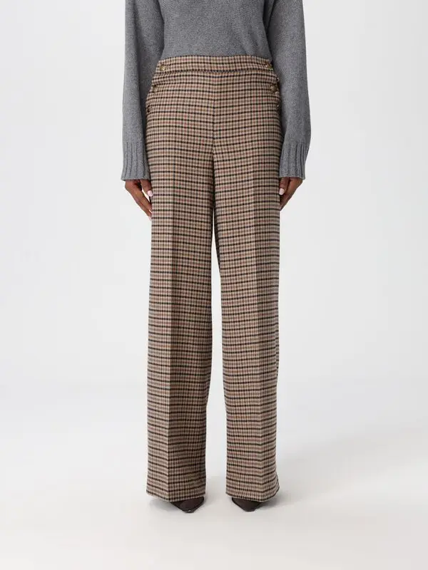 TWINSET Plaid Wide Leg Trousers