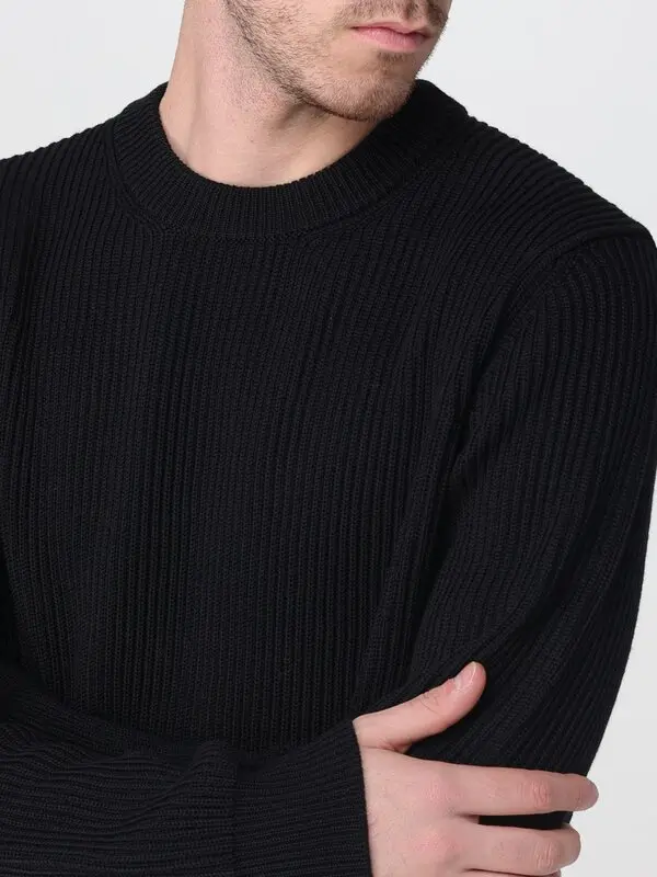 ROBERTO COLLINA Ribbed Crew Neck Pullover - Black