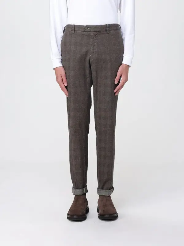 MASON'S Tailored Plaid Trousers - Dove Grey