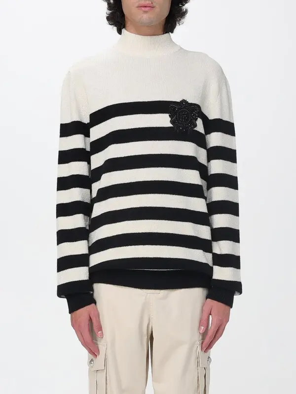 Balmain Striped Emblem Sweater