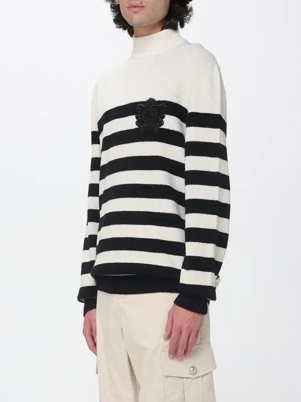 Balmain Striped Emblem Sweater