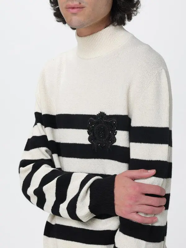 Balmain Striped Emblem Sweater