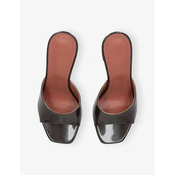 Amina Muaddi Lupita 95 Patent-leather Heeled Mules - Brown