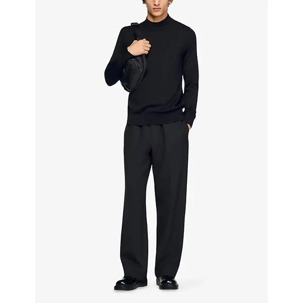 Sandro High-neck Wool Jumper - Black