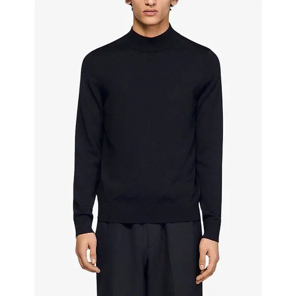Sandro High-neck Wool Jumper - Black