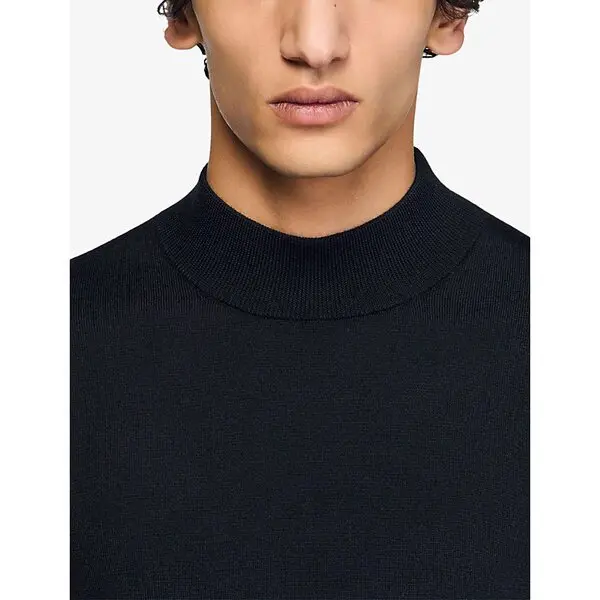 Sandro High-neck Wool Jumper - Black