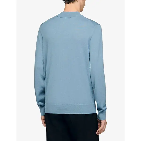 Sandro High-neck Regular-fit Wool Jumper - Chambray