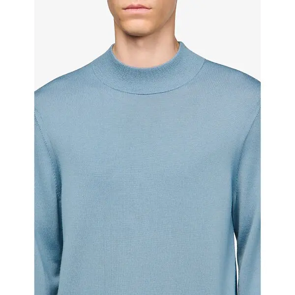 Sandro High-neck Regular-fit Wool Jumper - Chambray