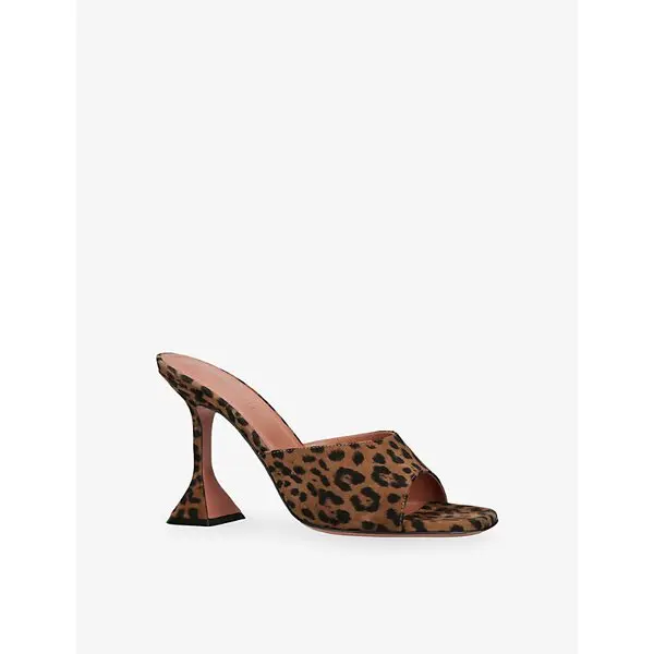 Amina Muaddi Lupita 95 Suede Heeled Mules - Brown/oth