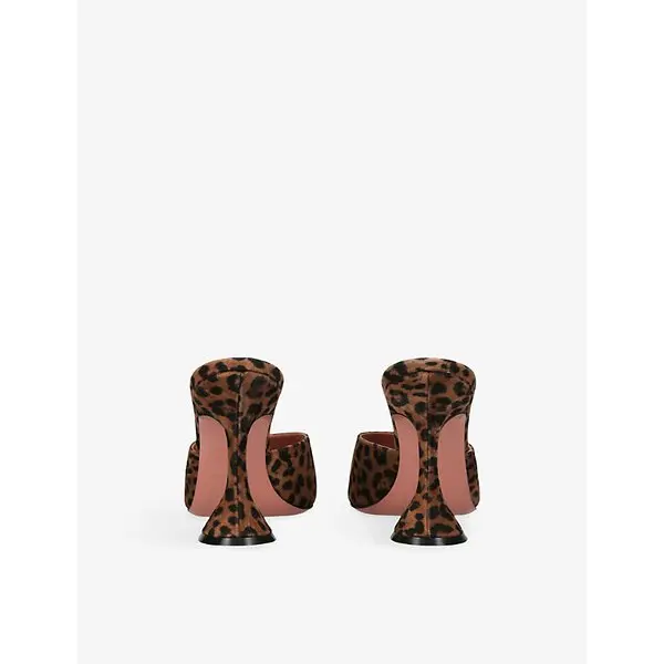 Amina Muaddi Lupita 95 Suede Heeled Mules - Brown/oth