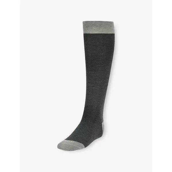Boggi Milano Cotton-blend Oxford Long Socks - Grey
