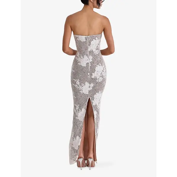 House Of Cb Stretch Floral-Lace Maxi Dress - Ivory | Editorialist