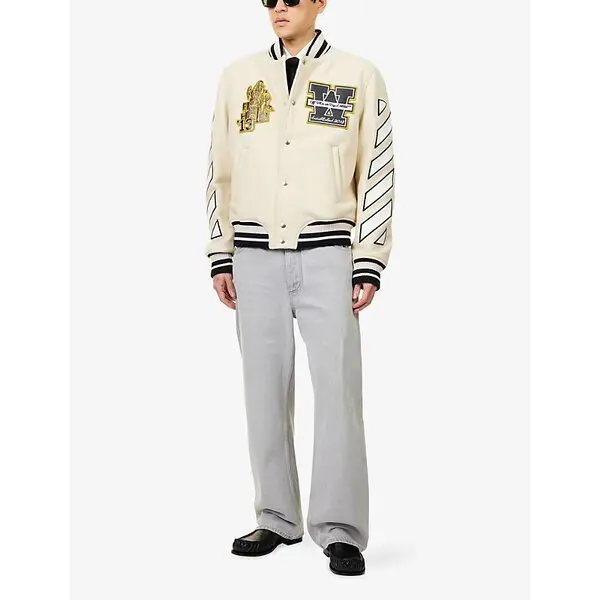 Off-White Lion Varsity Patches Wool-blend Jacket