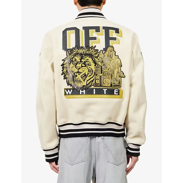 Off-White Lion Varsity Patches Wool-blend Jacket