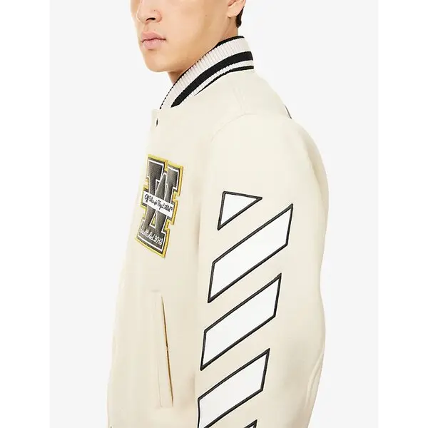 Off-White Lion Varsity Patches Wool-blend Jacket