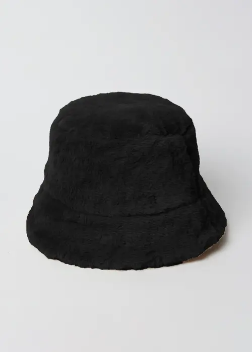 Hat Attack Faux Fur Bucket Hat - Black