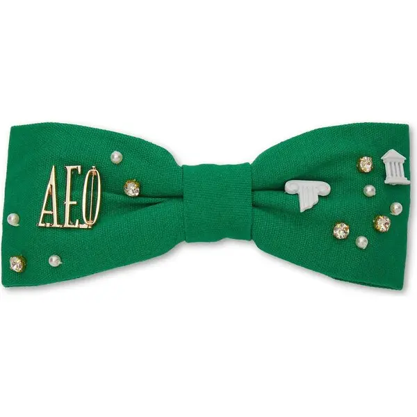 Lele Sadoughi Alpha Epsilon Phi Riley Bow Barrette - Support Green 300