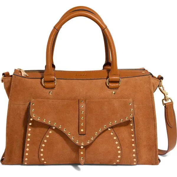 AIMEE Armour Leather Satchel - Rustic Caramel Suede