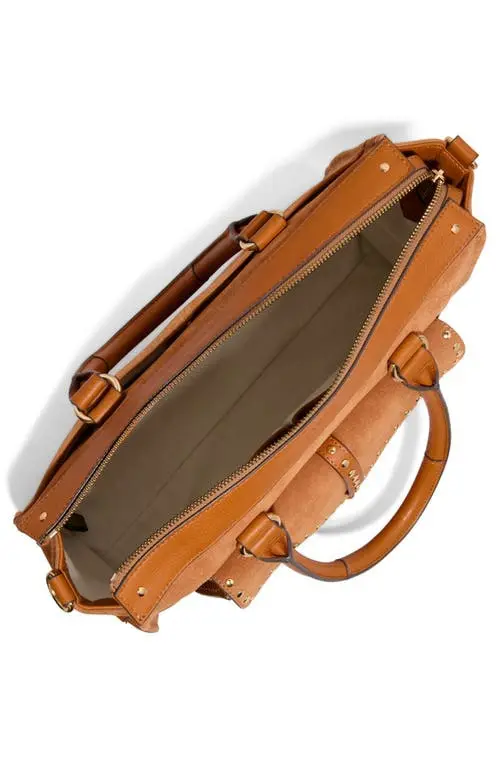 AIMEE Armour Leather Satchel - Rustic Caramel Suede