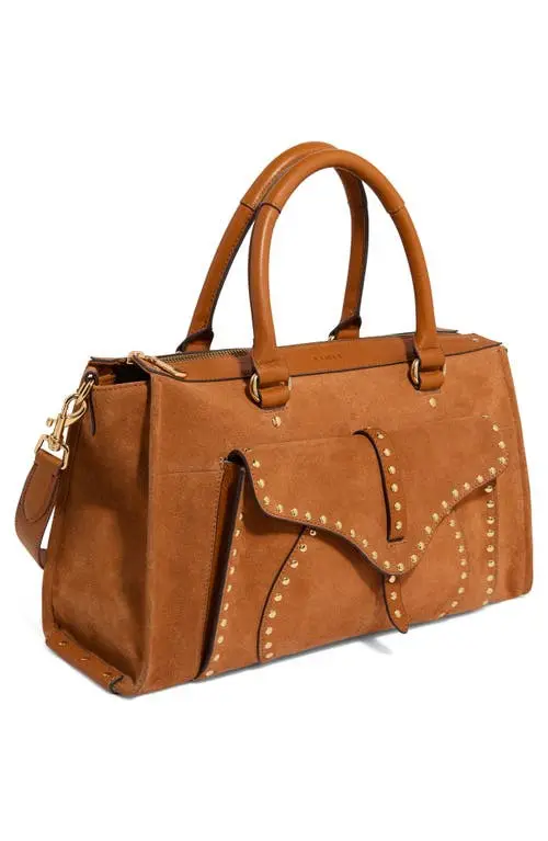 AIMEE Armour Leather Satchel - Rustic Caramel Suede