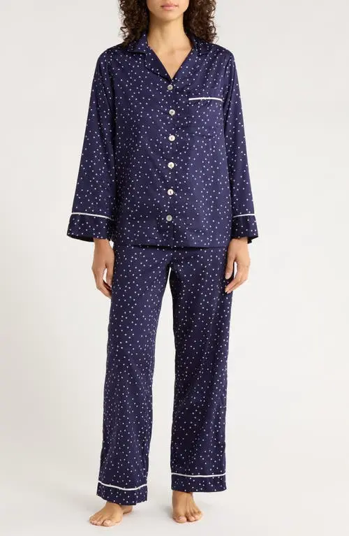 PAPINELLE Stars Print Cotton Sateen Pajamas - Navy