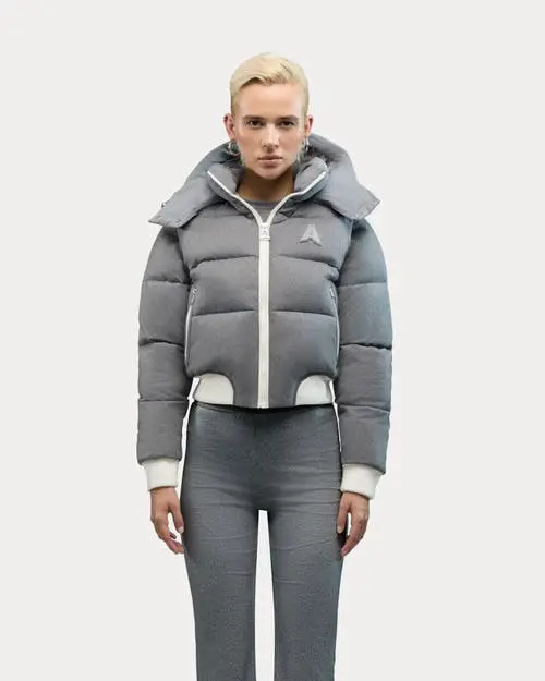 ALPENHAUS Pariset Cropped Puffer Bomber With Detachable Sleeves - Fog Grey