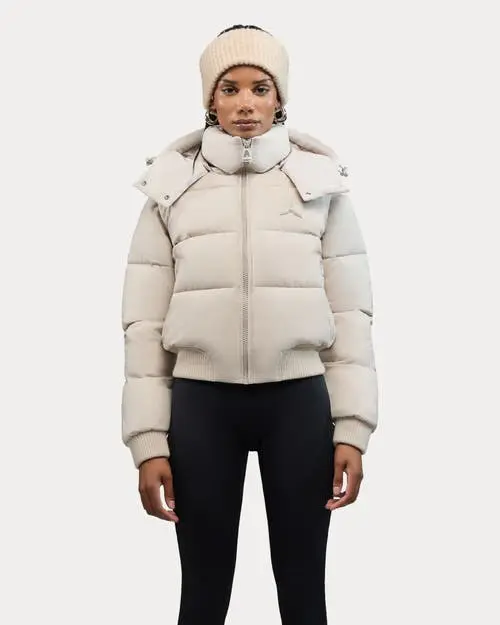 ALPENHAUS Pariset Cropped Puffer Bomber With Detachable Sleeves - Stone