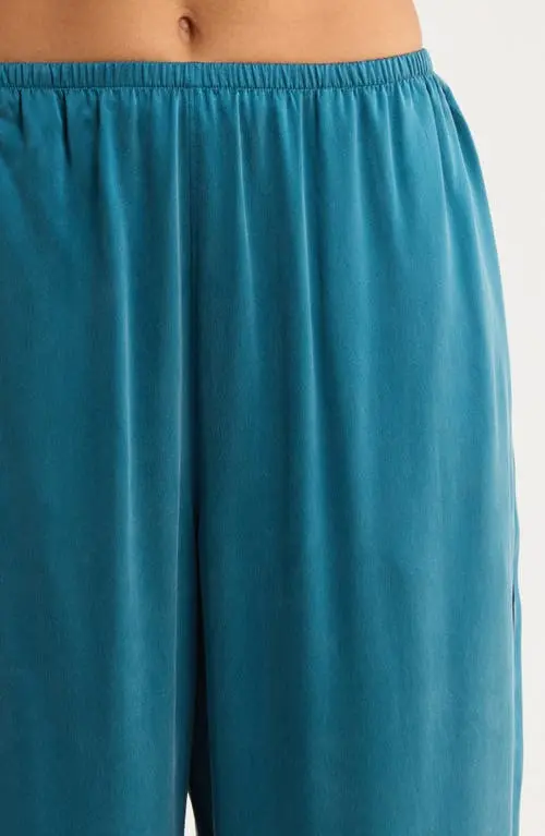 Lunya Piped Washable Silk Pajamas - Piquant Teal/lazing Navy