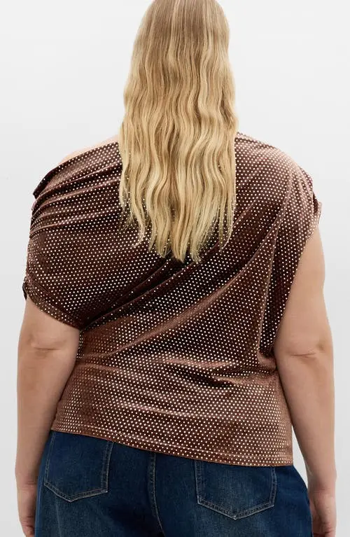 City Chic One-shoulder Top - Bronze
