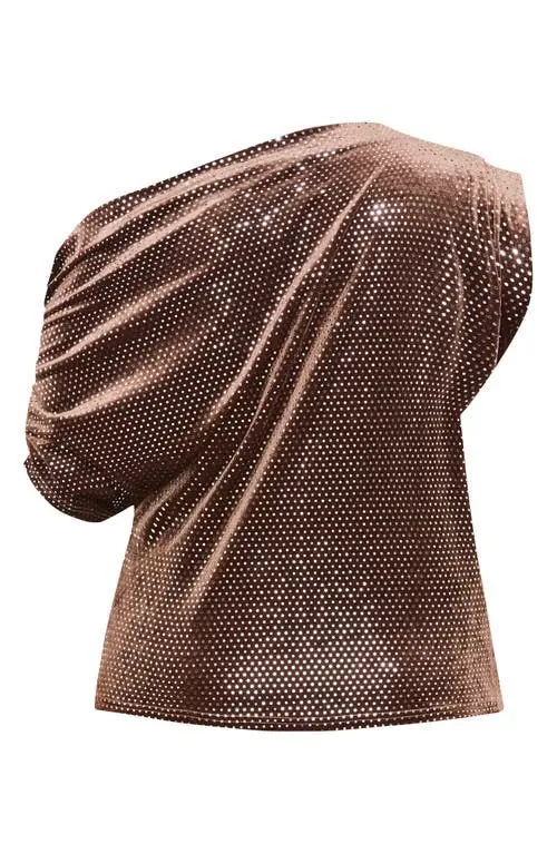 City Chic One-shoulder Top - Bronze