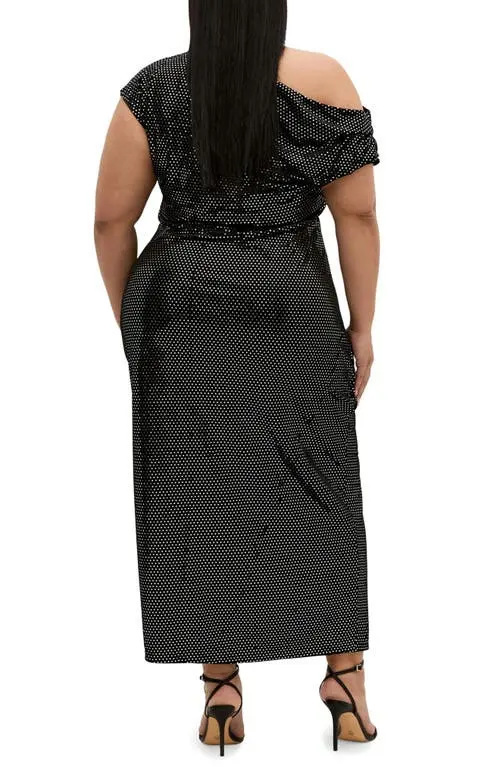 City Chic Ruched One-shoulder Midi Dress