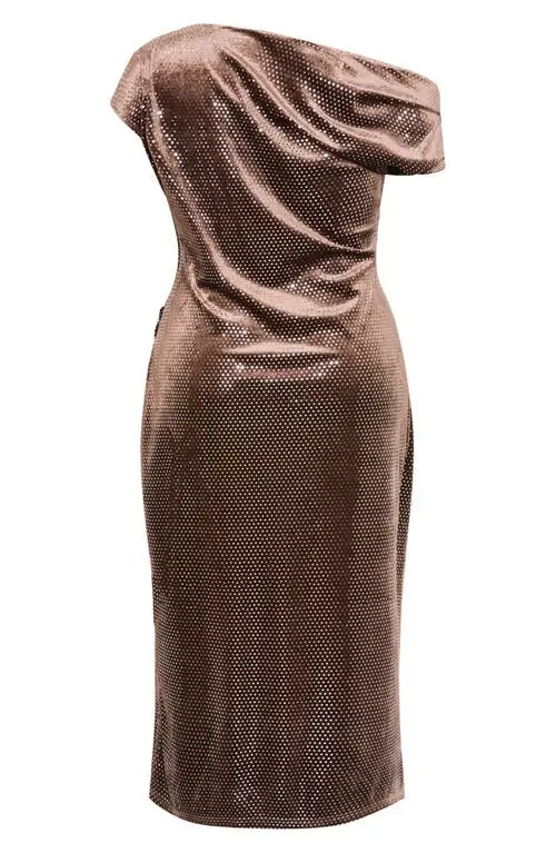 City Chic Ruched One-shoulder Midi Dress