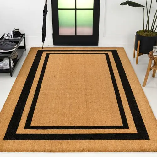 JONATHAN Y Peater Classic Casual Commerical Natural Coir Mat Indoor/outdoor - Natural Black Border