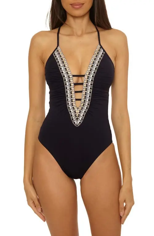BECCA® By Rebecca Virtue Fiesta Plunge One-piece Swimsuit - Black