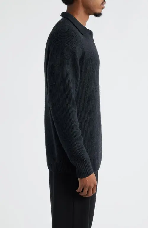 OPEN EDIT Johnny Collar Polo Sweater - Black Caviar
